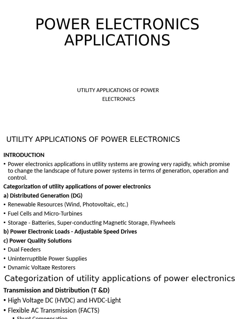 Utility Applications of Power Electronics | PDF | Power Electronics | Distributed Generation