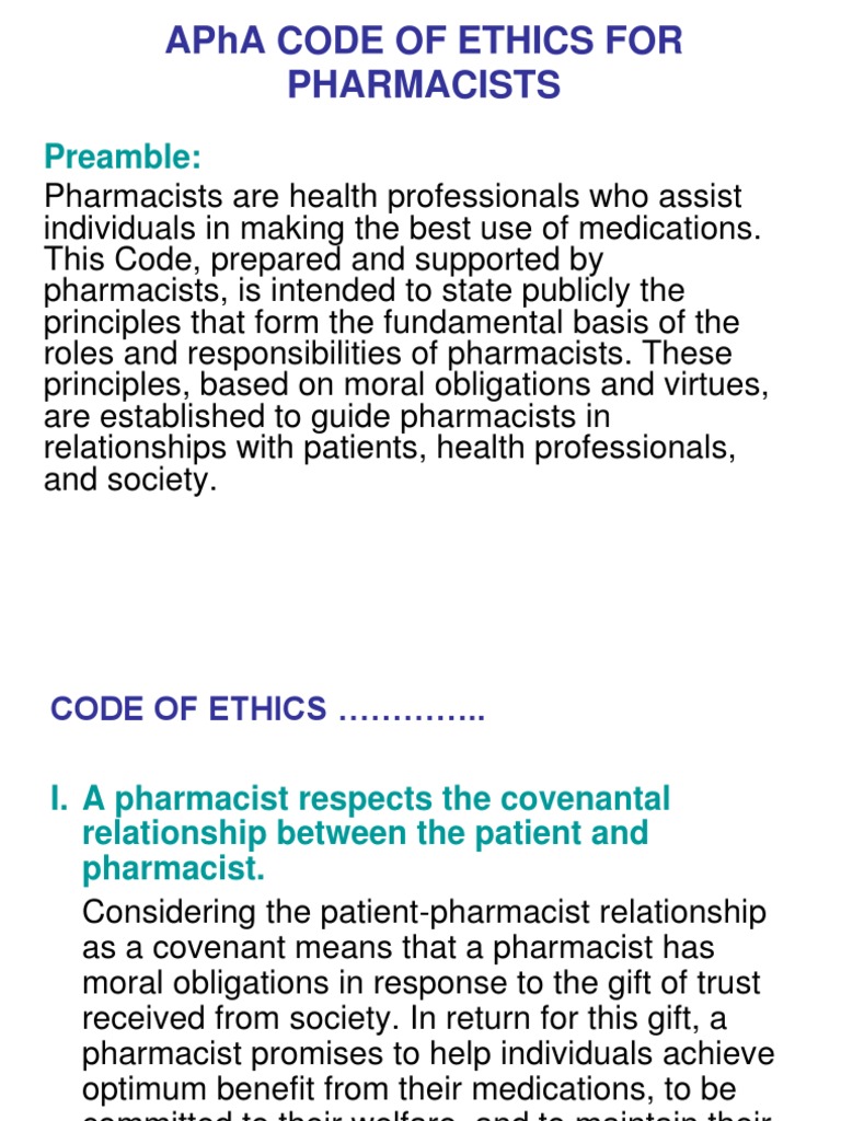 Code of Ethics For Pharmacists | Pharmacy | Patient