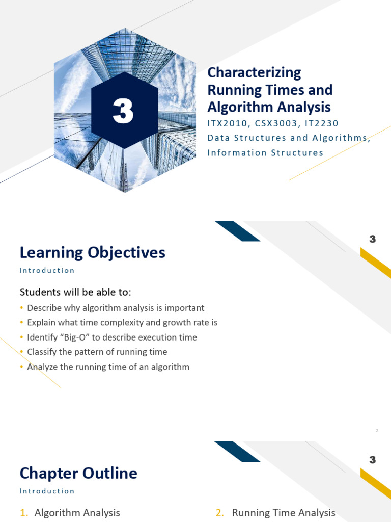 ITX2010 CSX3003 IT2230-Ch3 Characterizing Running Times and Algorithm Analysis | PDF | Time ...