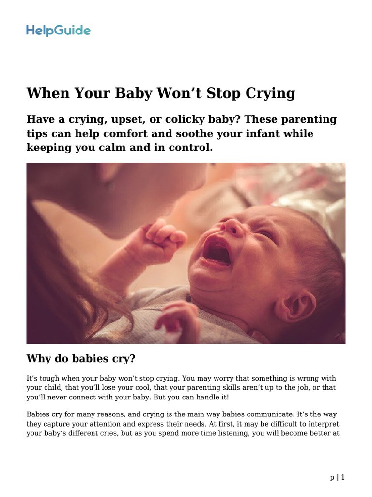 When Your Baby Won’ T Stop Crying | PDF | Infants | Attachment Theory