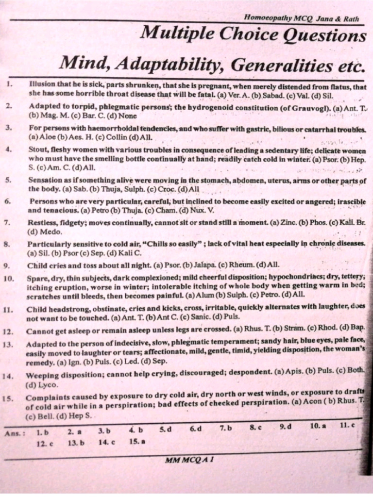 MCQ MM Part A (Jana Rath) | PDF