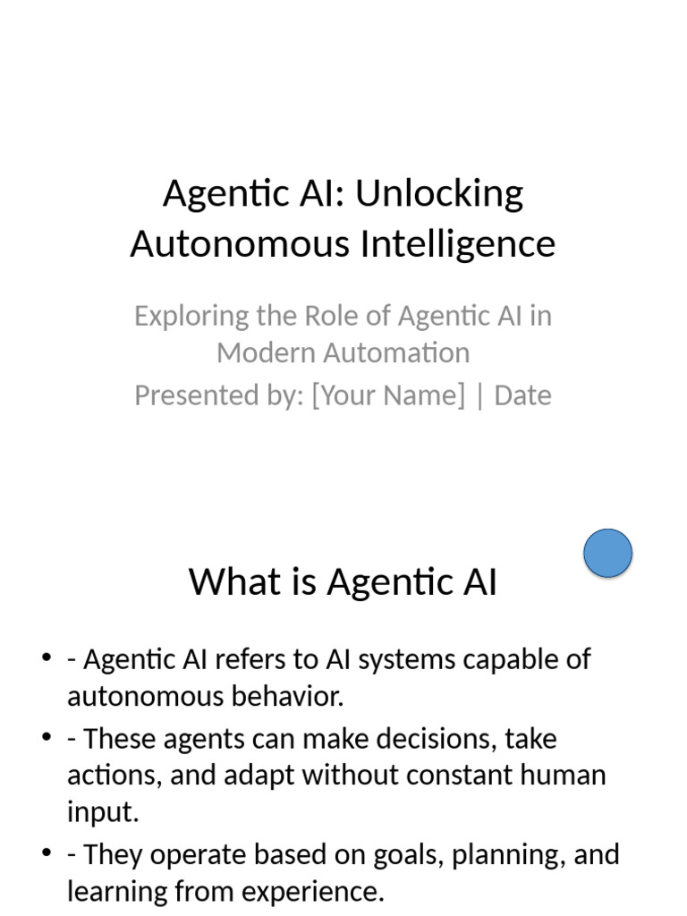 Agentic AI Presentation With Visuals | PDF