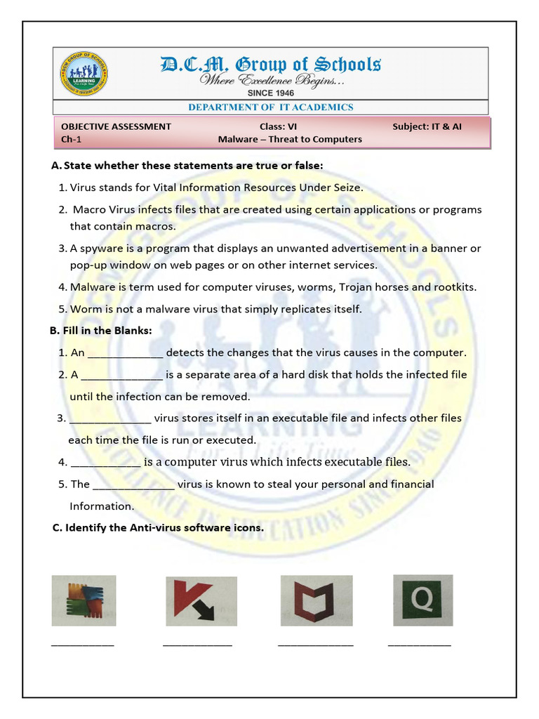 Resource 20250425084016 Class Vi Computer L-1 Objective Assessment | PDF