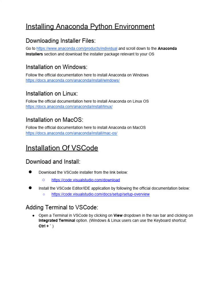 Installing Anaconda vs Code Doc | PDF