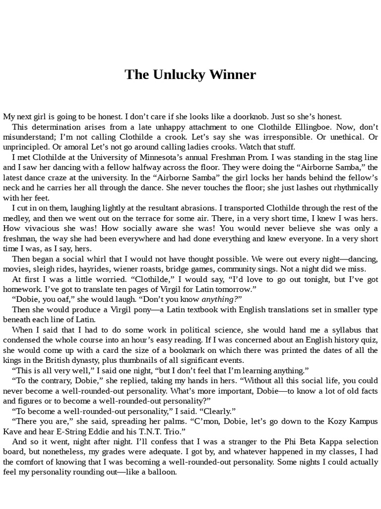The Unlucky Winner | PDF