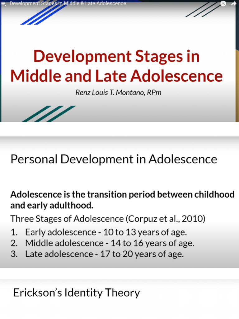 Development Stages in Middle and Late Adolescence | PDF