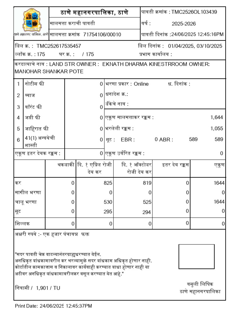 Receipt Report - TMC2526OL10343924062025124537 | PDF