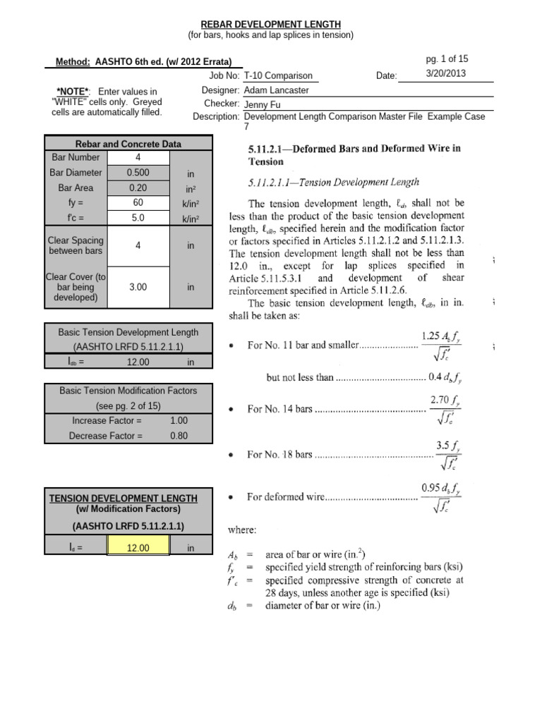 Rebar Development - Splice Length | PDF | Concrete | Structural Engineering