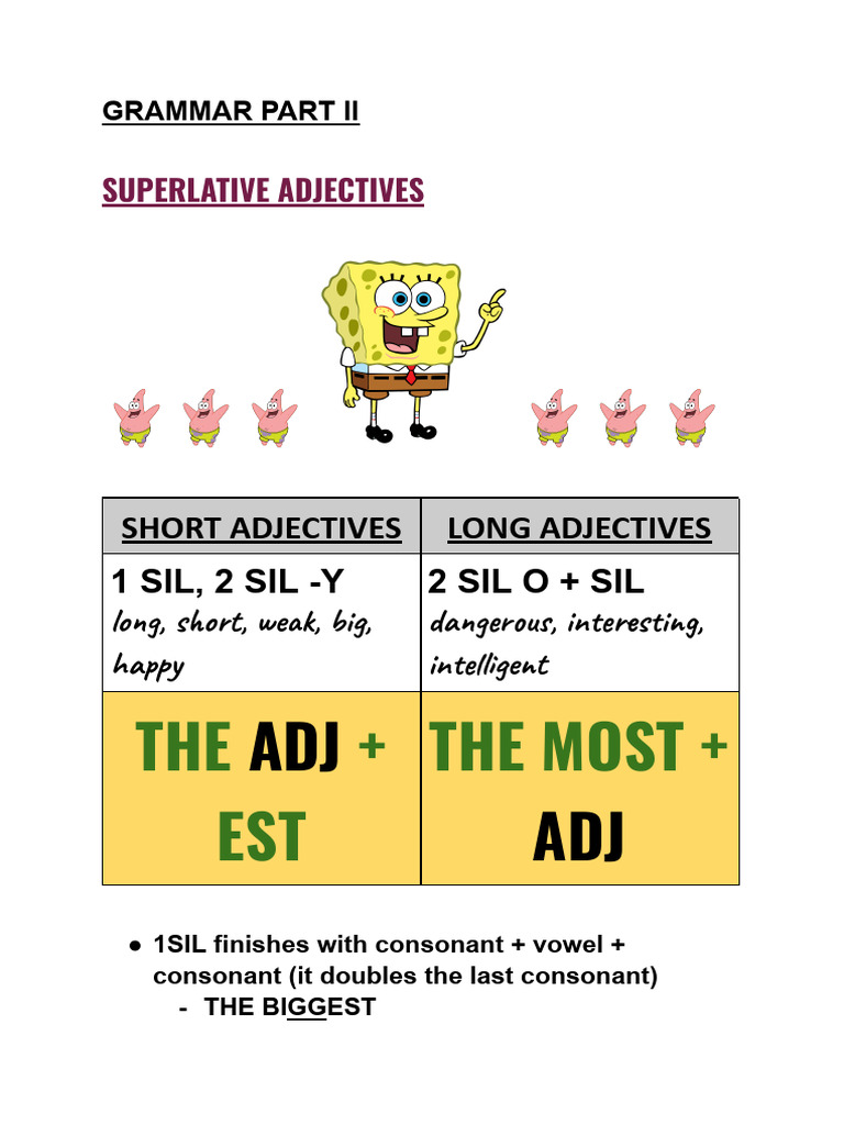 GRAMMAR PART II - Superlative Adjectives | PDF