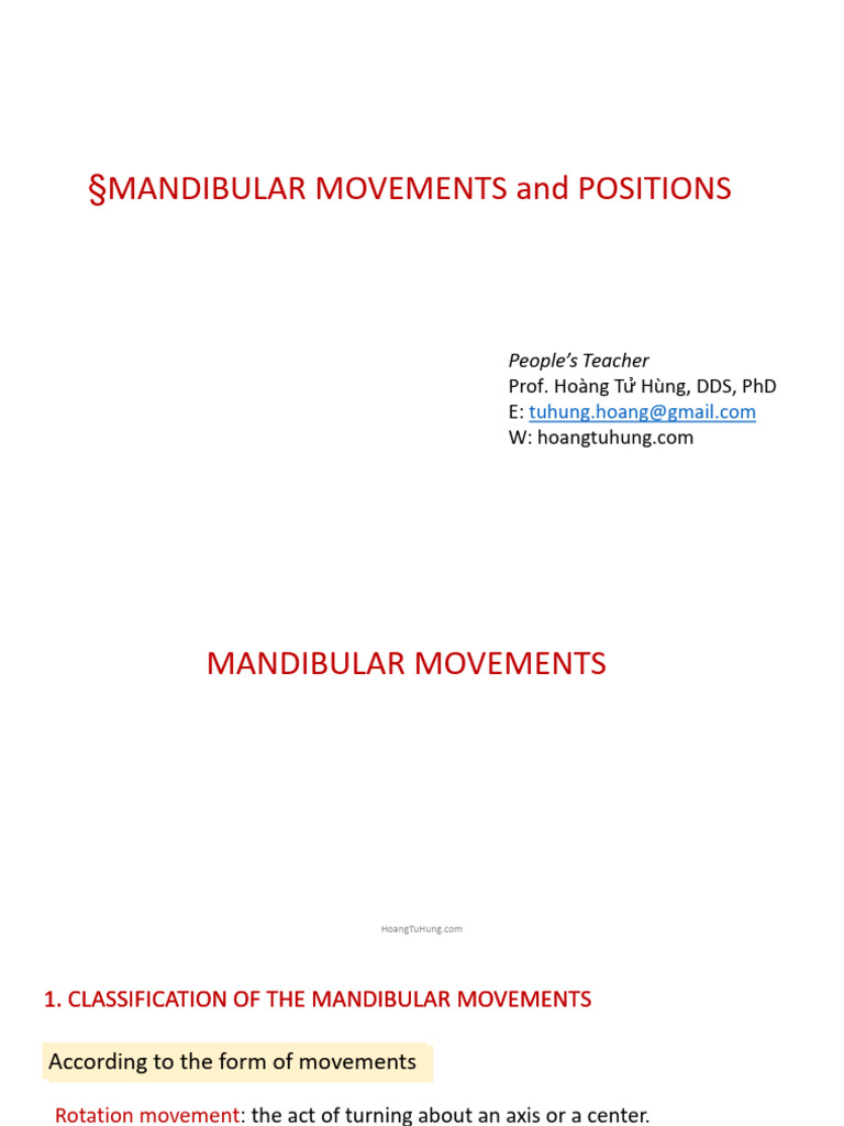Mandibular Movements and Position | PDF | Dentistry Branches | Dental ...
