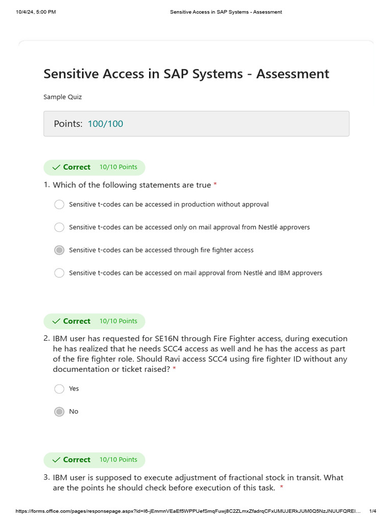 Sensitive Access in SAP Systems - Assessment | PDF | Information ...