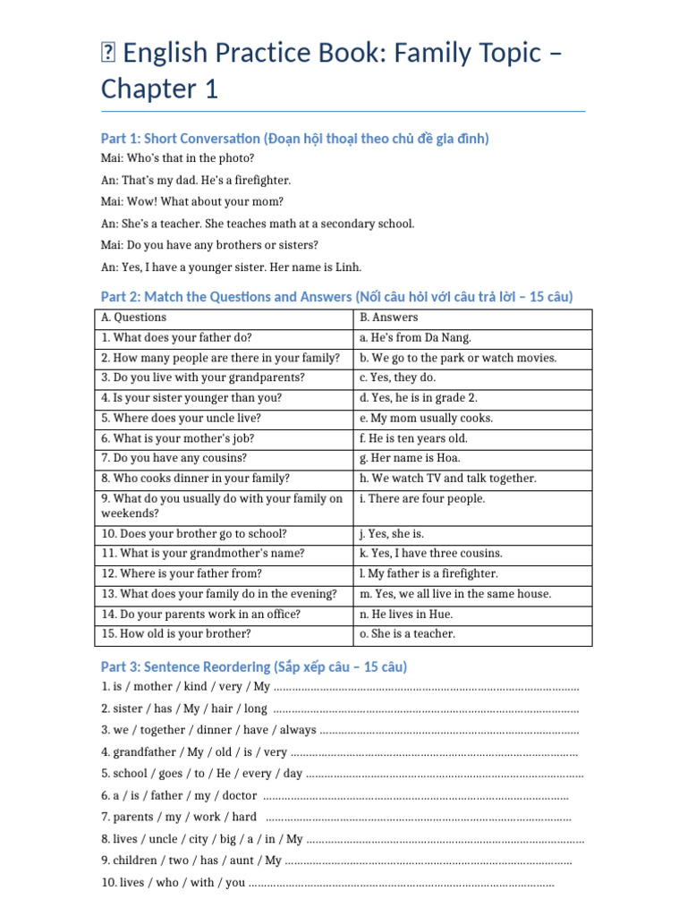 Family English Book CHAPTER 1 | PDF | Vietnam