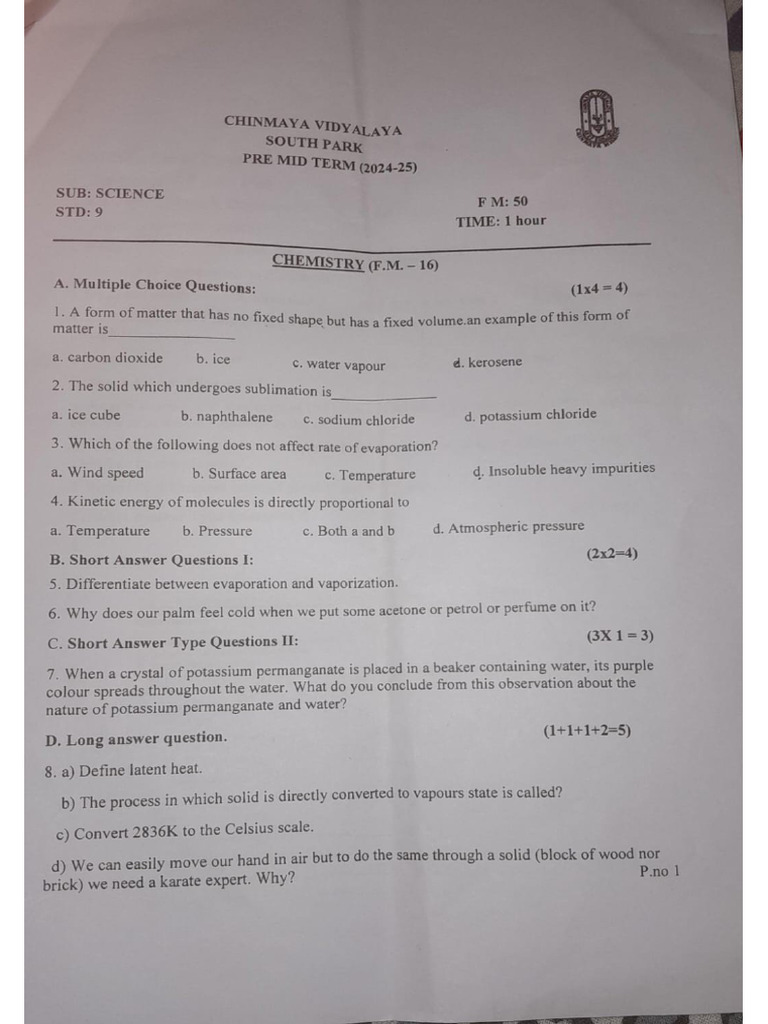 Pre Mid Term Question Paper | PDF