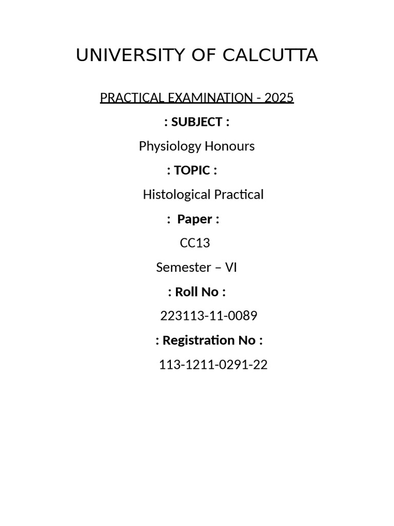 Calcutta University Physiology Exam 2025 | PDF