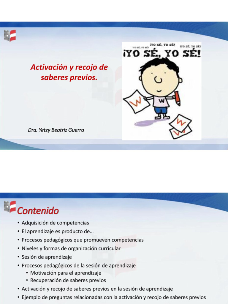Activación y Recojo de Saberes Previos | PDF