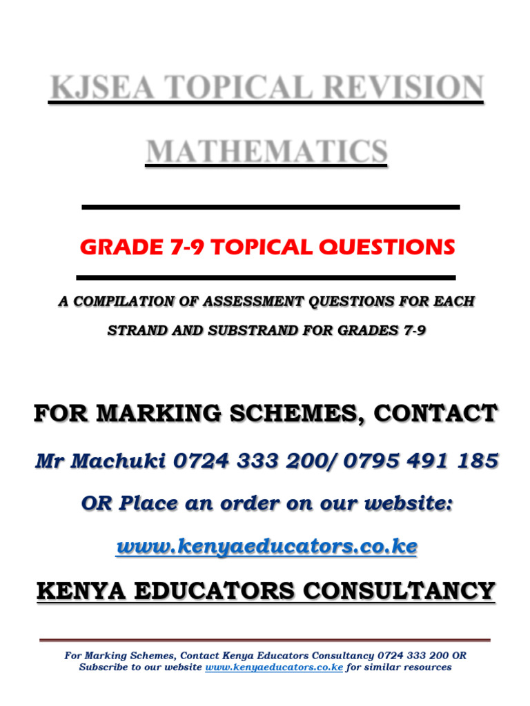 Grade 9 KJSEA Maths Revision Papers | PDF | Mathematics | Geometry