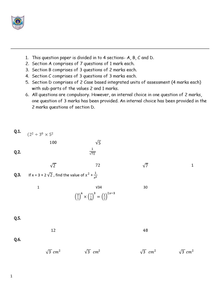 CL 09 Math PMT Revision Roby 2025-26 | PDF | Area | Mathematics
