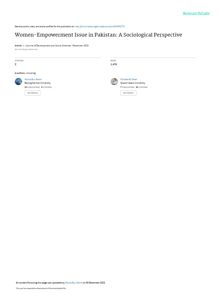 Women-Empowerment Issue in Pakistan: A Sociological Perspective | PDF ...