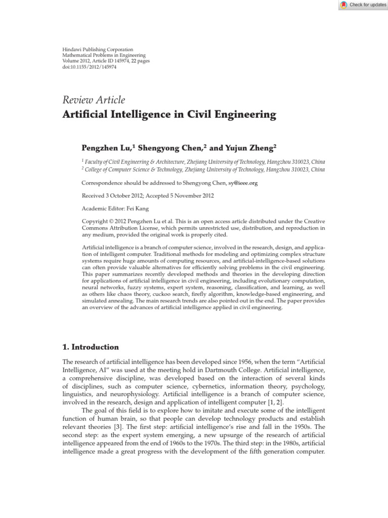 Mathematical Problems in Engineering - 2012 - Lu - Artificial Intelligence in Civil Engineering ...