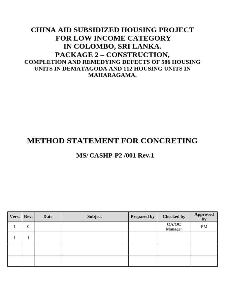 4. MS004_Method Statement for Concreting | PDF | Concrete | Civil Engineering