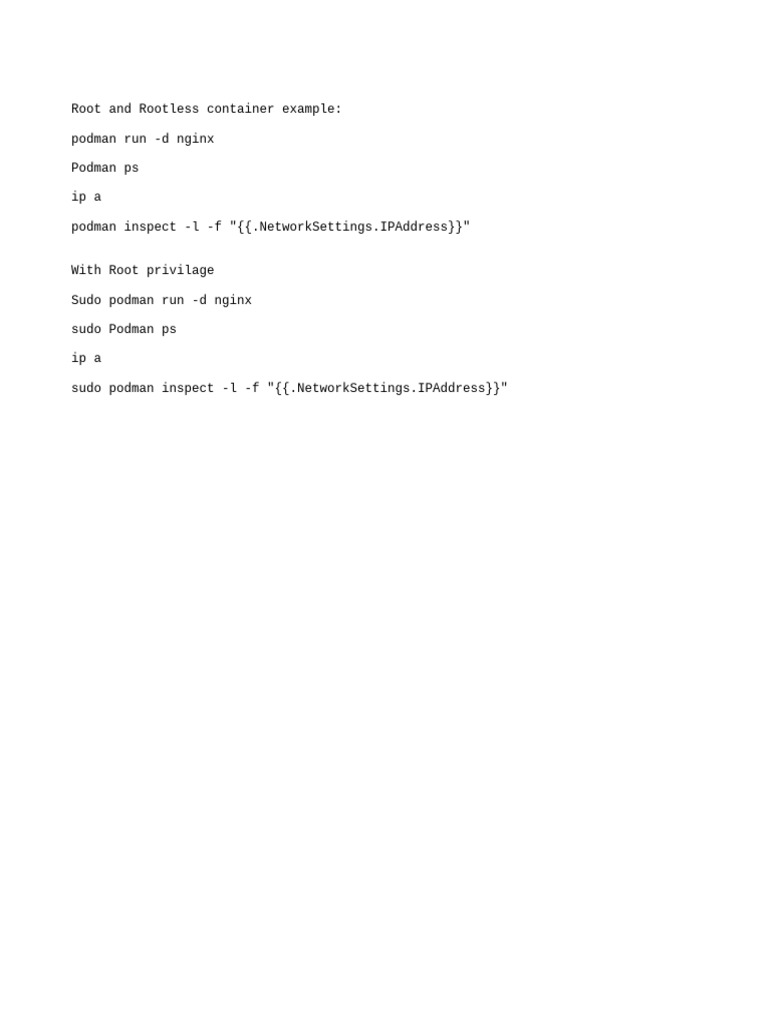 Root and Rootless Container Example | PDF