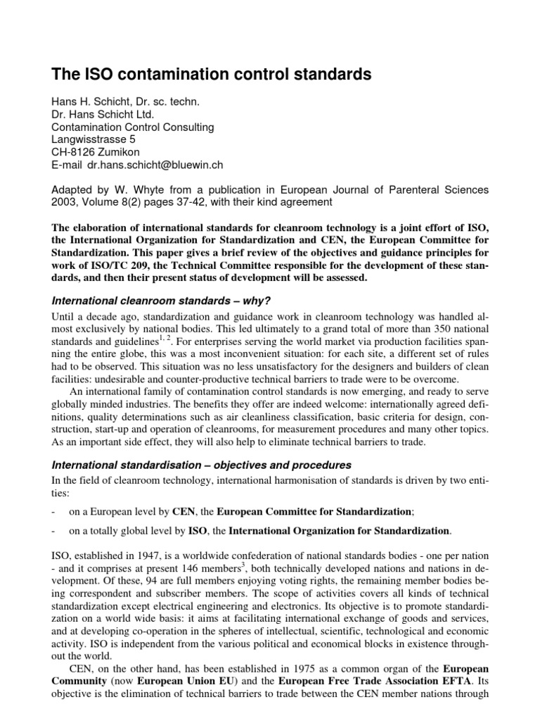 ISO Contamination Control Standards | PDF | International Organization ...