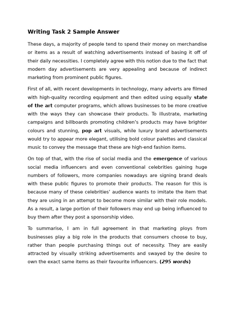 IELTS Foundation Writing Task 2 - Model Answer | PDF