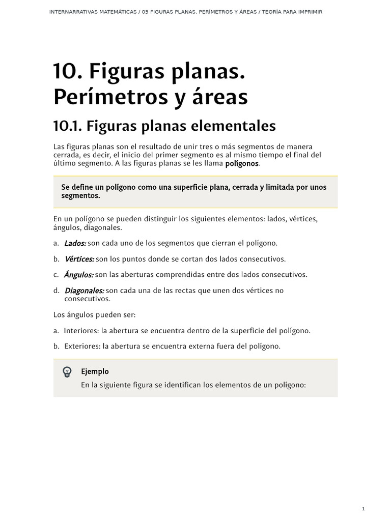 05 Figuras Planas. Perímetros y Áreas - Teoría para Imprimir | PDF ...
