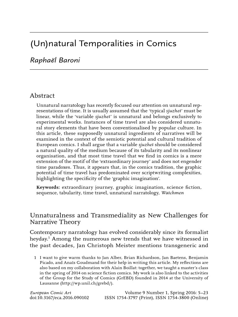 Unnatural Temporalities in Comics | PDF | Narrative | Comics