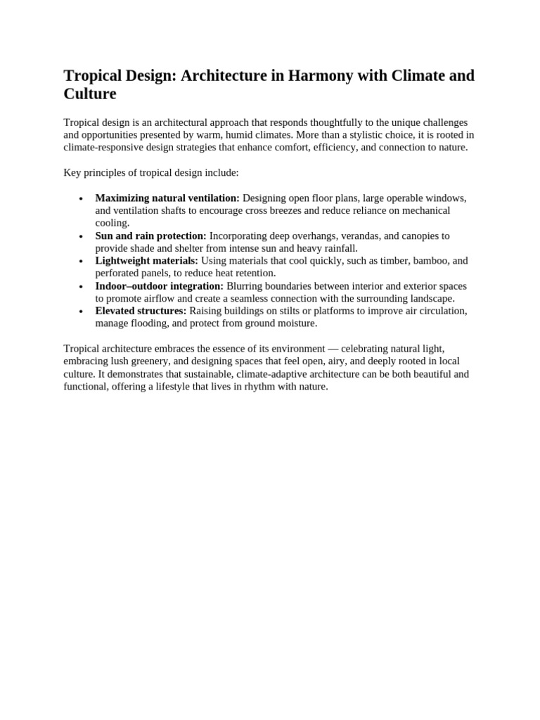 Tropical Architecture: Climate-Responsive Design | PDF
