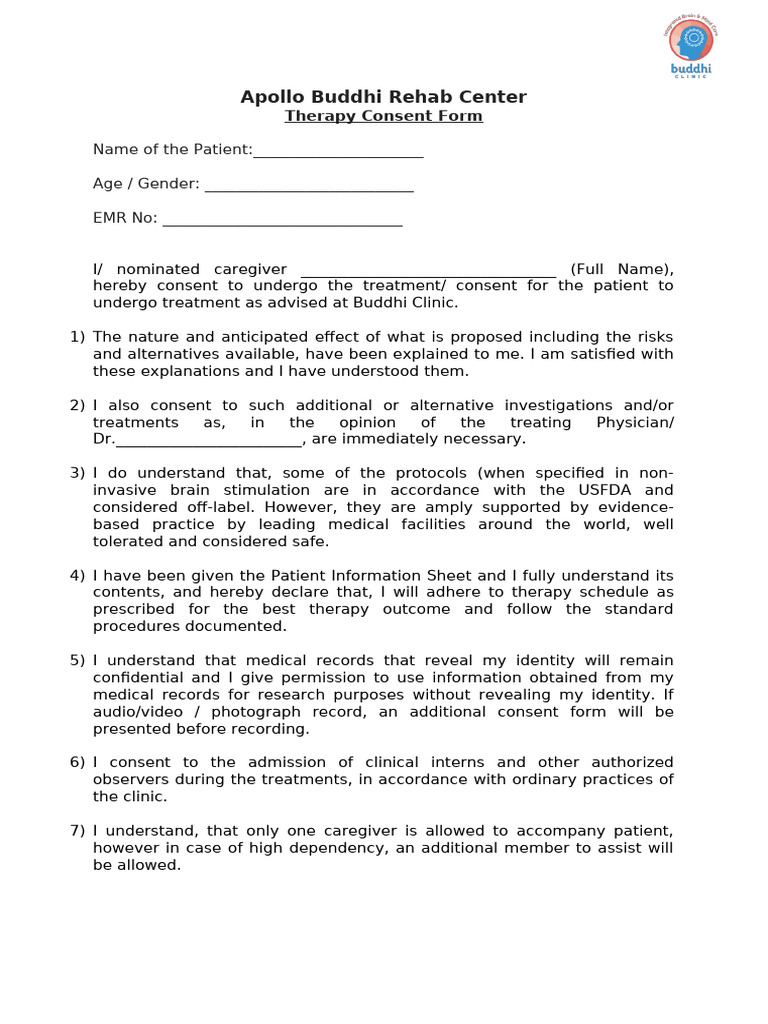 Assessment Consent Form Mar.25 | PDF | Neurology | Physical Therapy