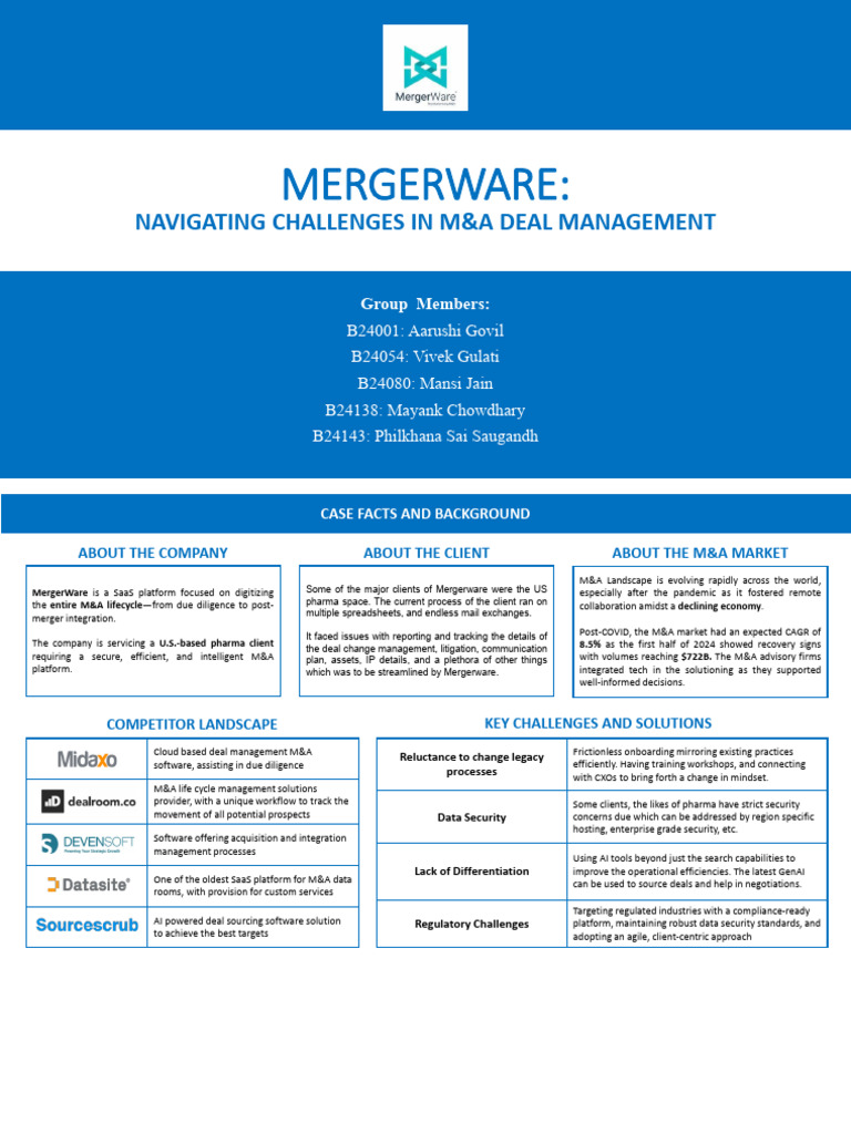 M&A Deal Management Challenges & Solutions | PDF | Mergers And ...