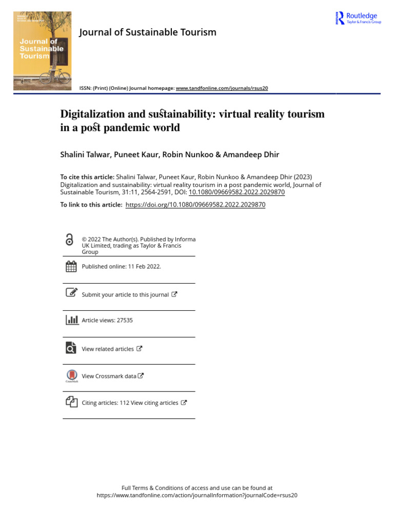 04-Digitalization and Sustainability - Virtual Reality Tourism in A Post Pandemic World | PDF ...