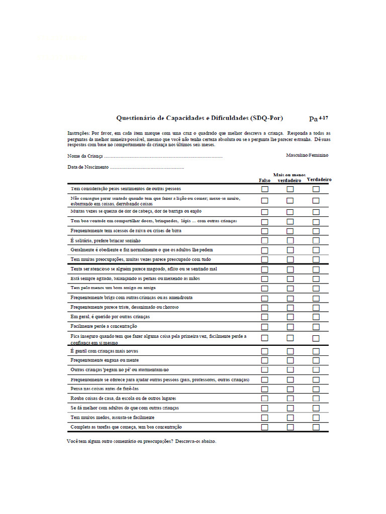 SDQ Escola | PDF