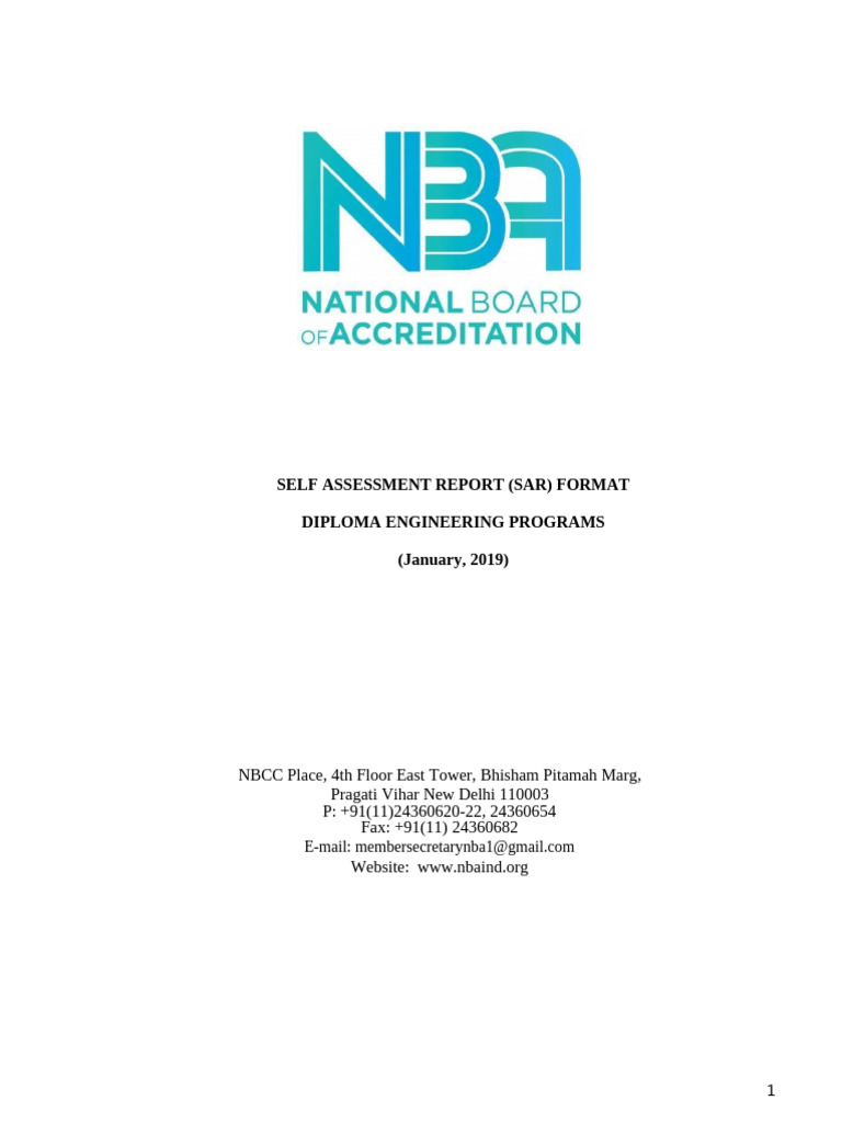 NBA SAR Format for Diploma Programs | PDF | Curriculum | Entrepreneurship
