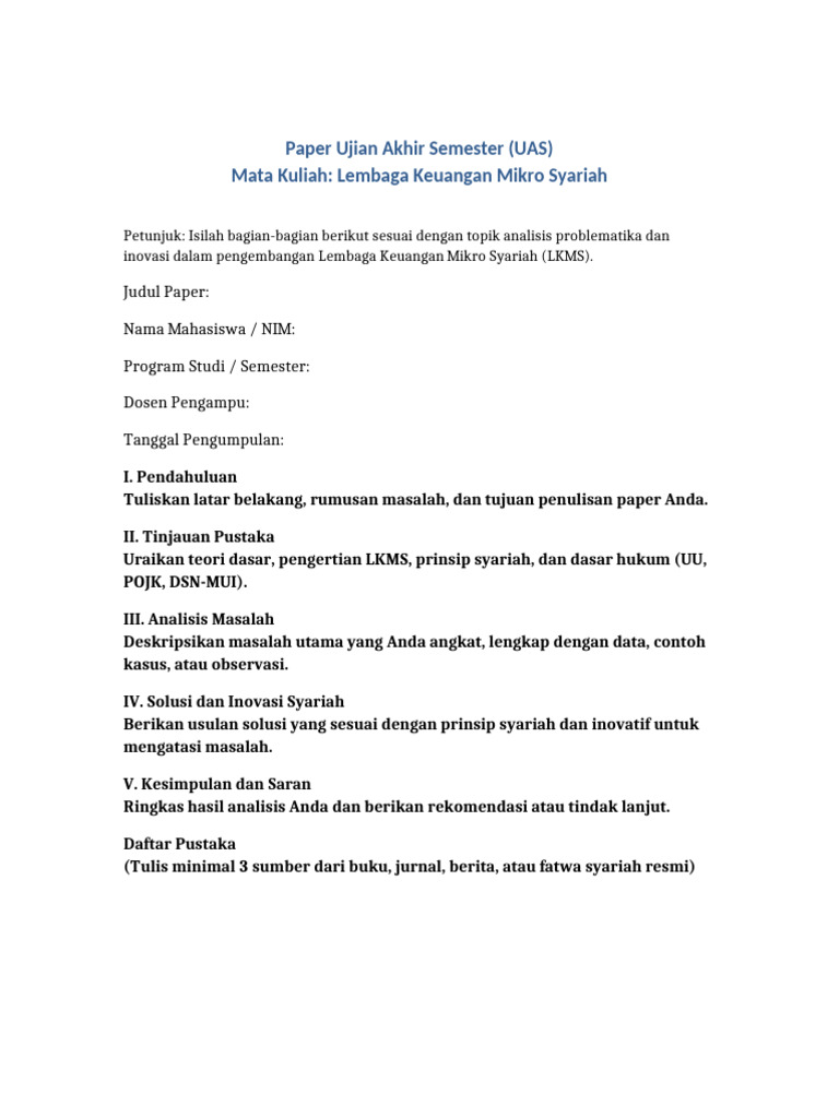 Template Paper UAS LKMS | PDF