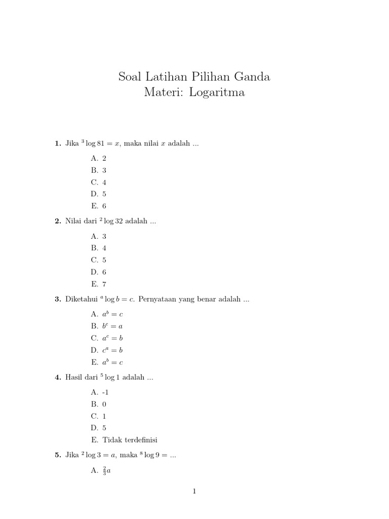 Soal Latihan Logaritma Kelas 10 | PDF