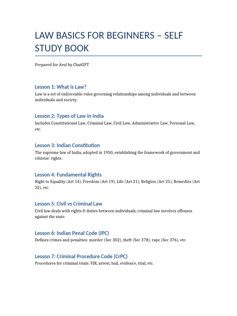 Law Basics For Arul | PDF