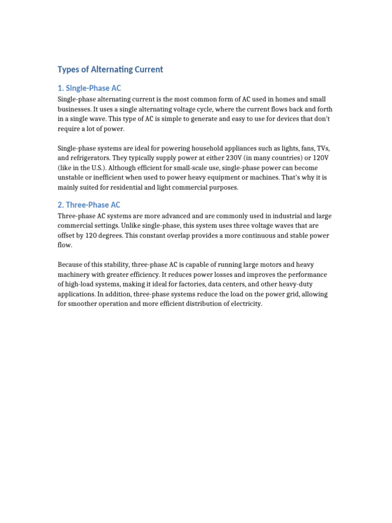 AC Types and Comparison | PDF