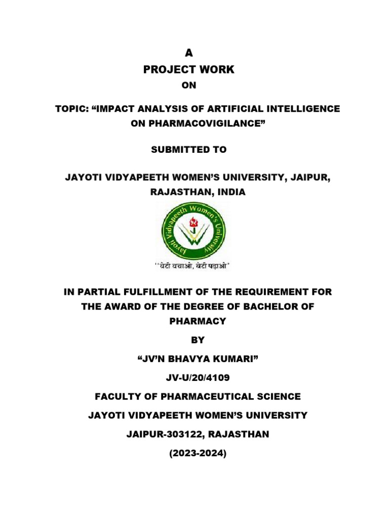 Bhavya Kumari Project Work Jvwu Final | PDF | Pharmacovigilance | Machine Learning