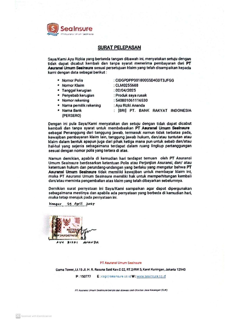 Surat Pelepasan | PDF