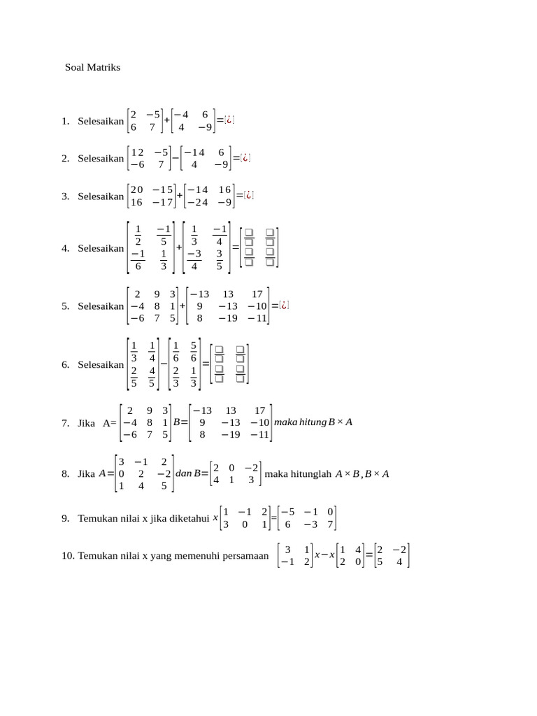 Tugas Operasi Matriks | PDF