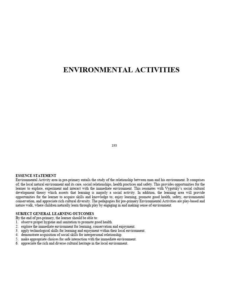 PP2 ENVIRONMENTAL - ACTIVITIES - Curriculum | PDF | Learning | Clothing