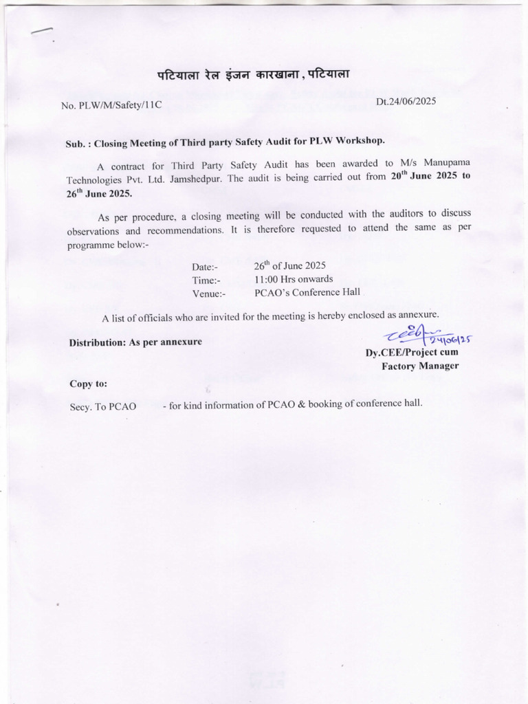 Safety Audit Closing Meeting | PDF