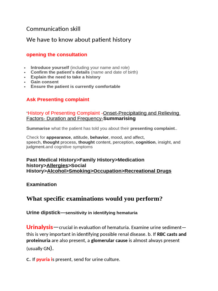Essential Patient History Taking Guide | PDF