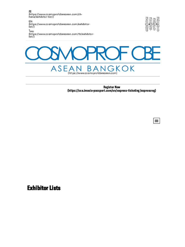 Exhibitor List - Cosmoprof CBE ASEAN Natural 2 | PDF | Cosmetics | Skin ...