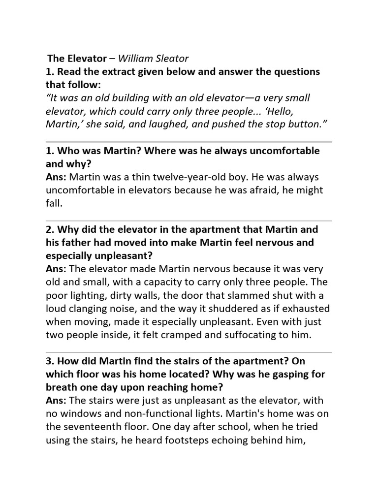 WorksheetThe Elevator | PDF | Elevator