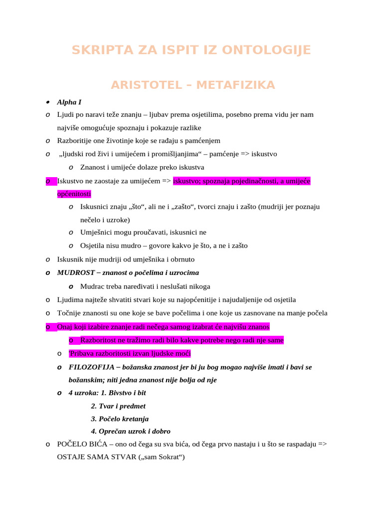 Ontologija Skripta (1) (Samooporavljeno) | PDF