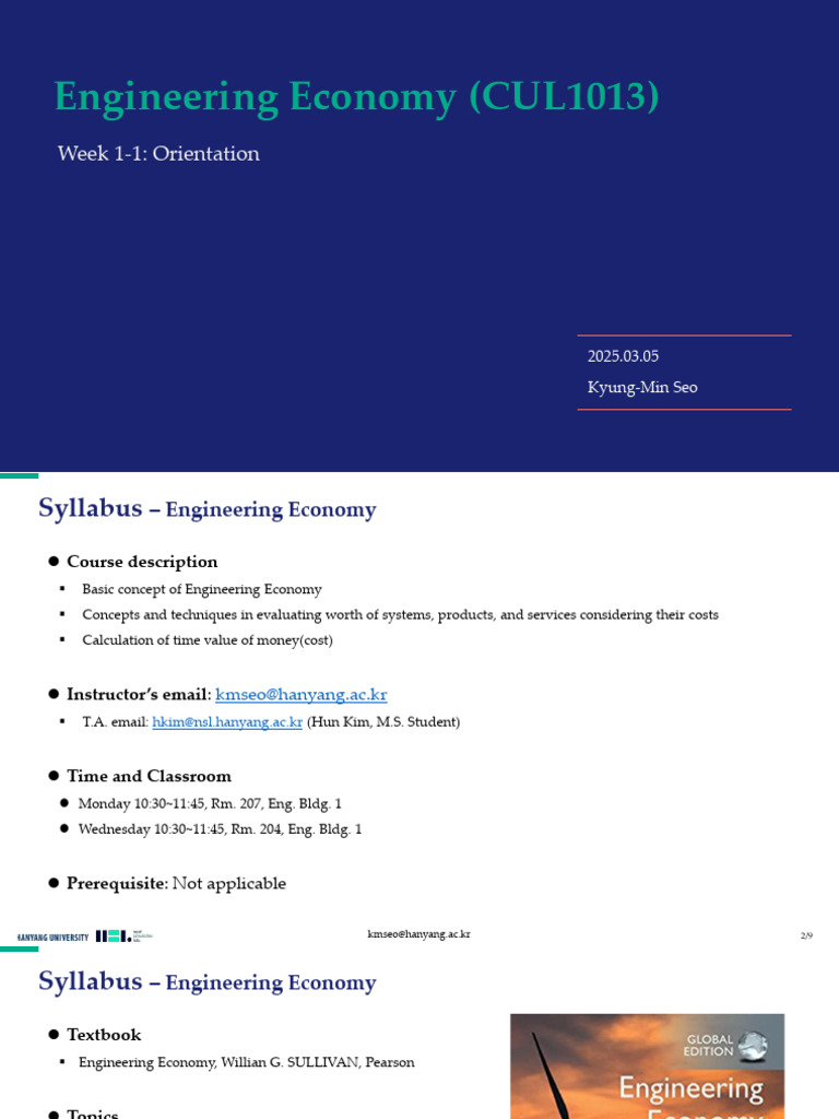 (Lecture Note) Engineering Economy - Week 01 - 01 - For Students | PDF ...