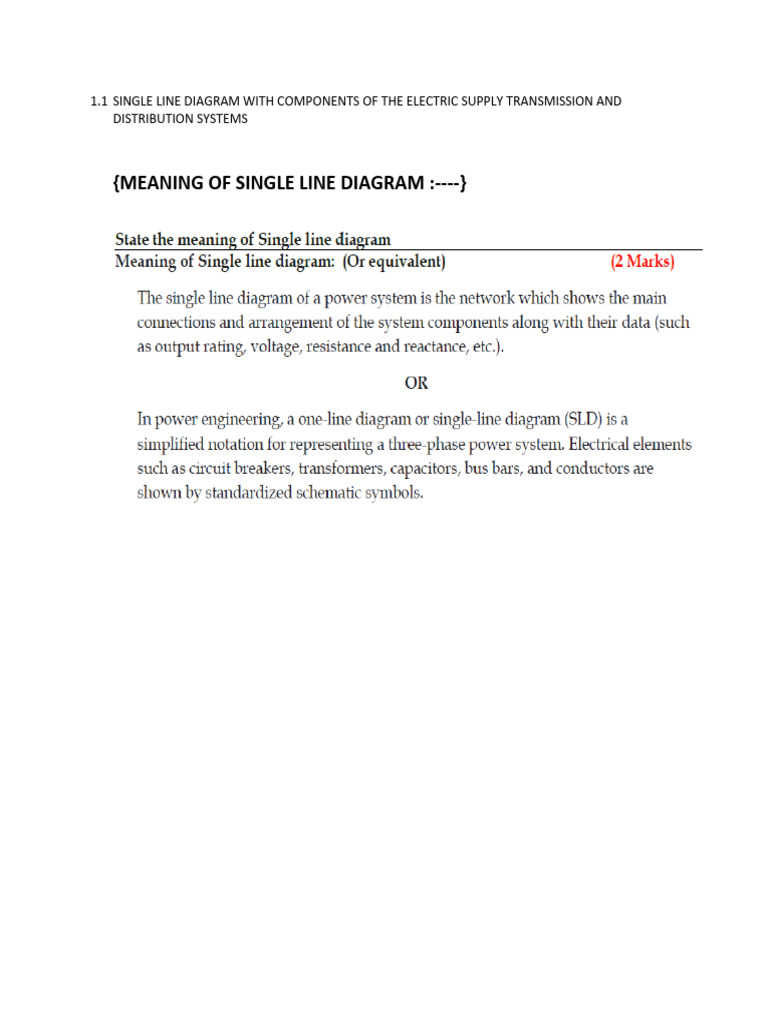 Single Line Diagram of Electric Systems | PDF
